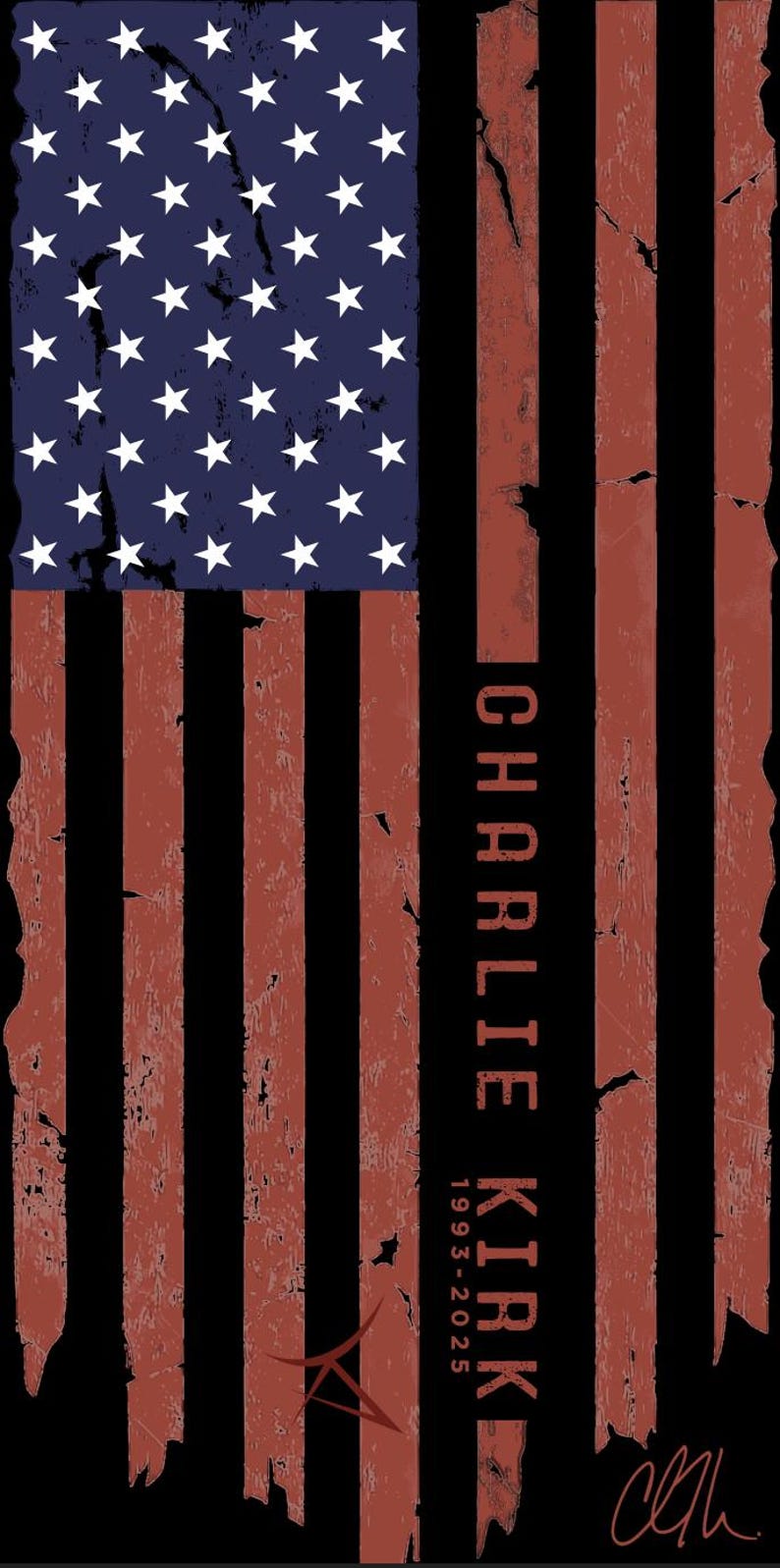 Charlie Kirk Vertical American Flag SVG & PNG | Distressed Patriotic ...