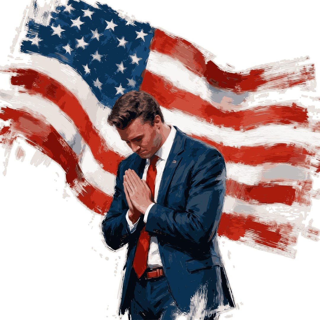Charlie Kirk in Prayer Before the American Flag (SVG & PNG) - Etsy