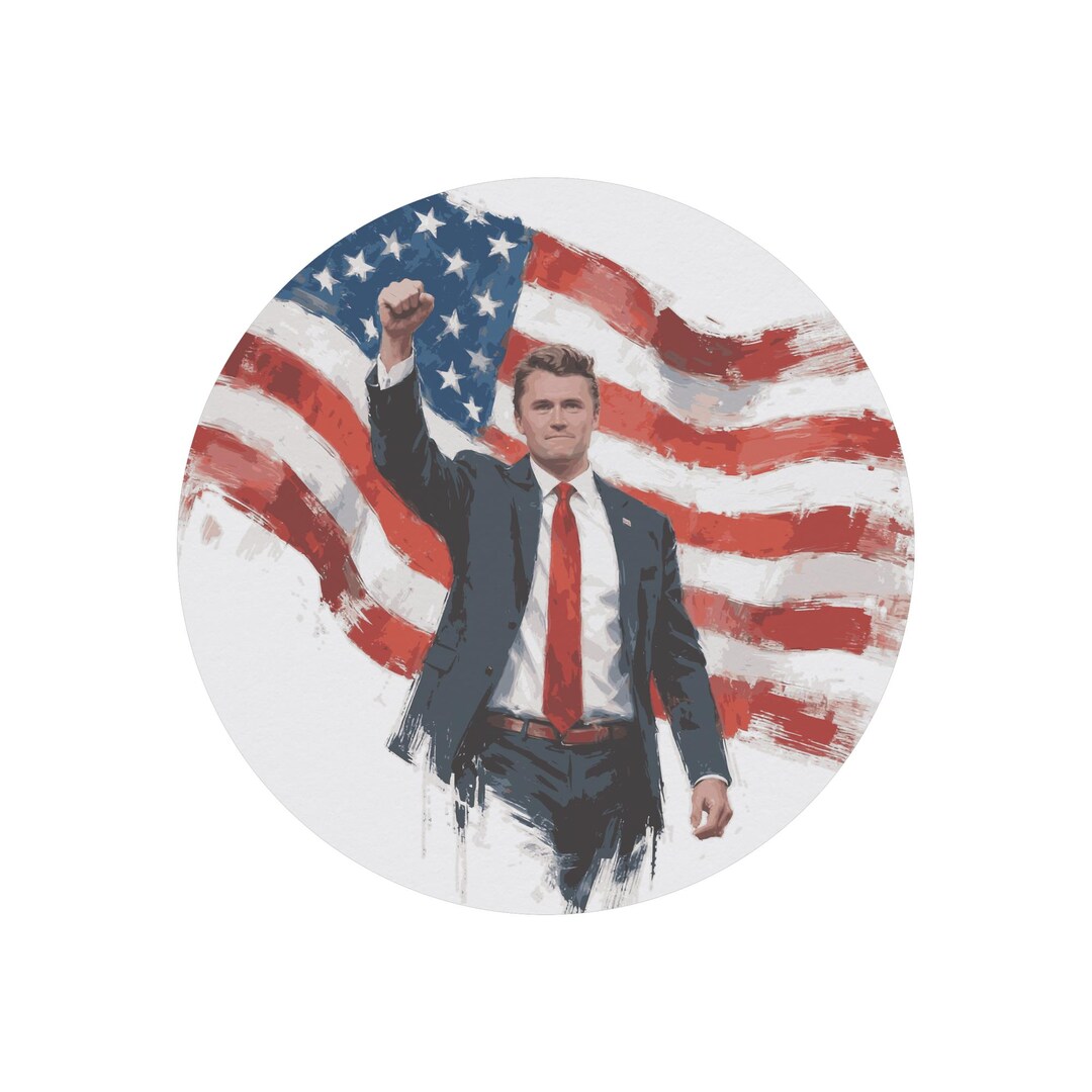 Charlie Kirk Fist Raised Magnet | Patriotic American Flag ...