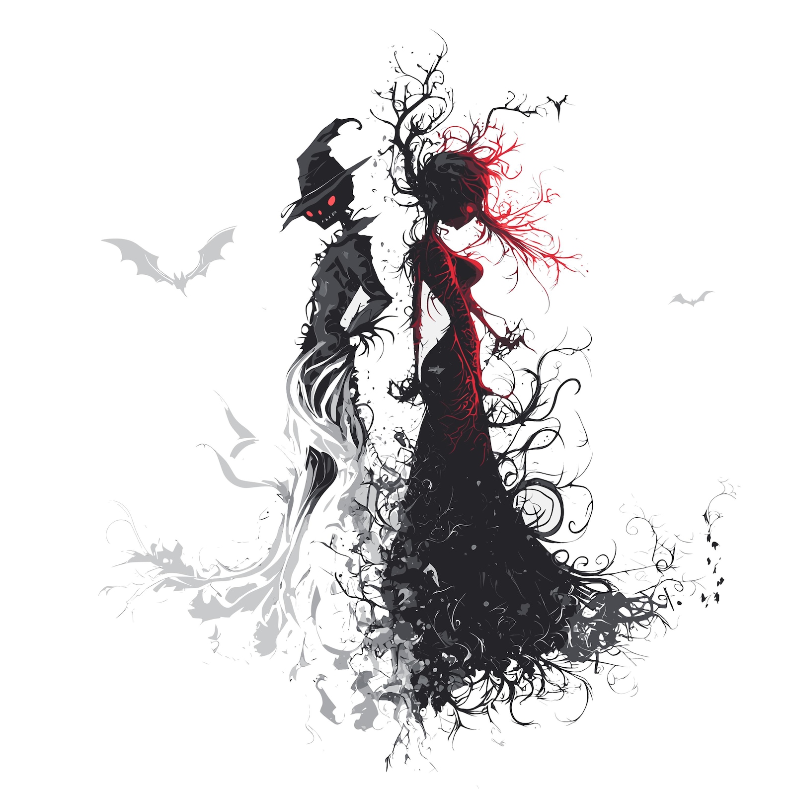 Haunted Pair: the Witch and the Enchantress - Halloween Digital Art ...