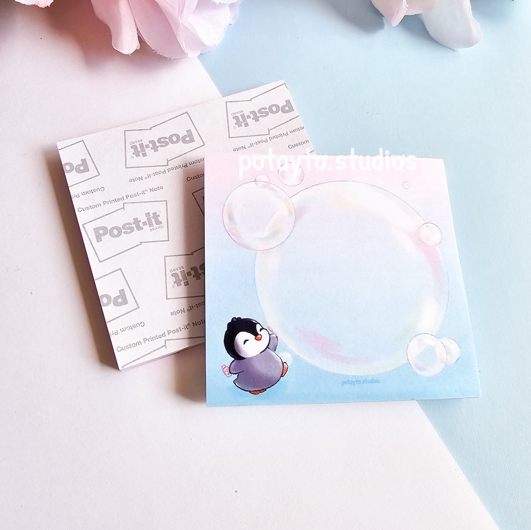 Penguin Bubbles Sticky Notes | Notepad | Memopad | Cute Office ...