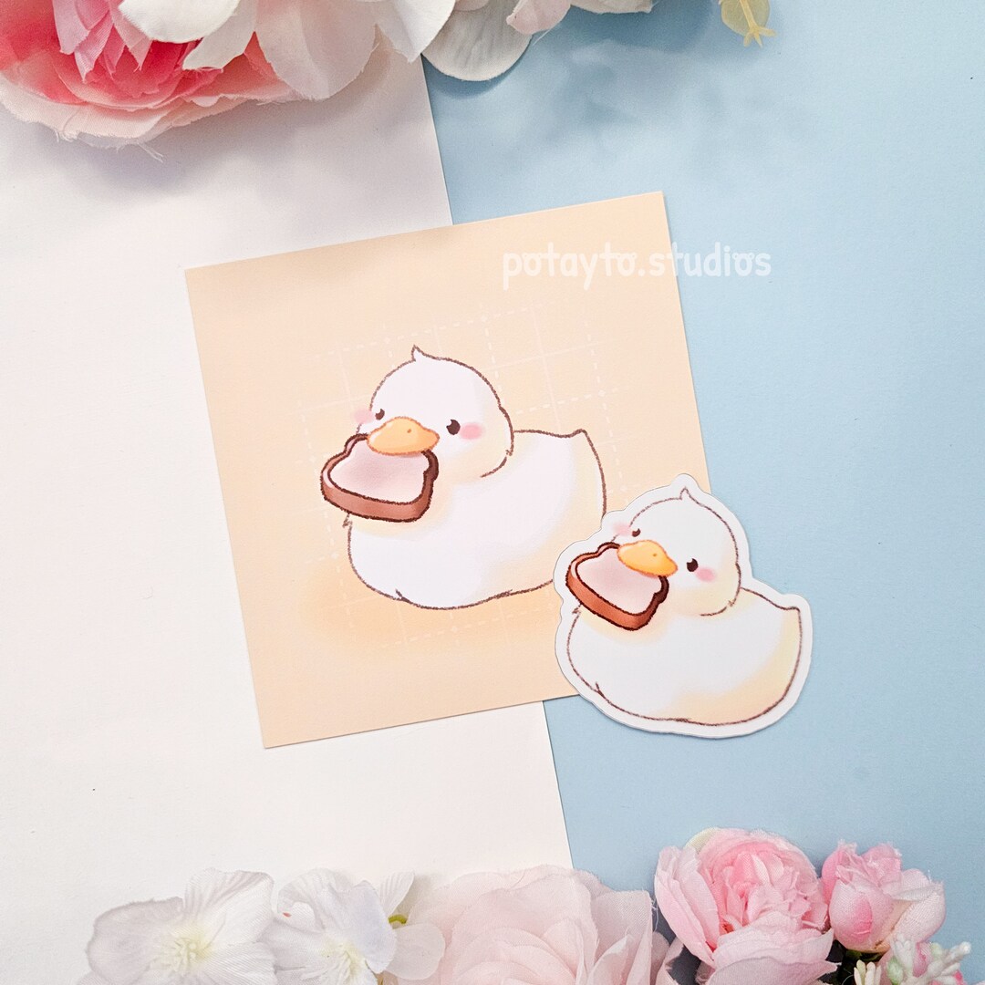 Bread Toast Goose Duck | Cute Vinyl Sticker and Art Print Set | Wall ...
