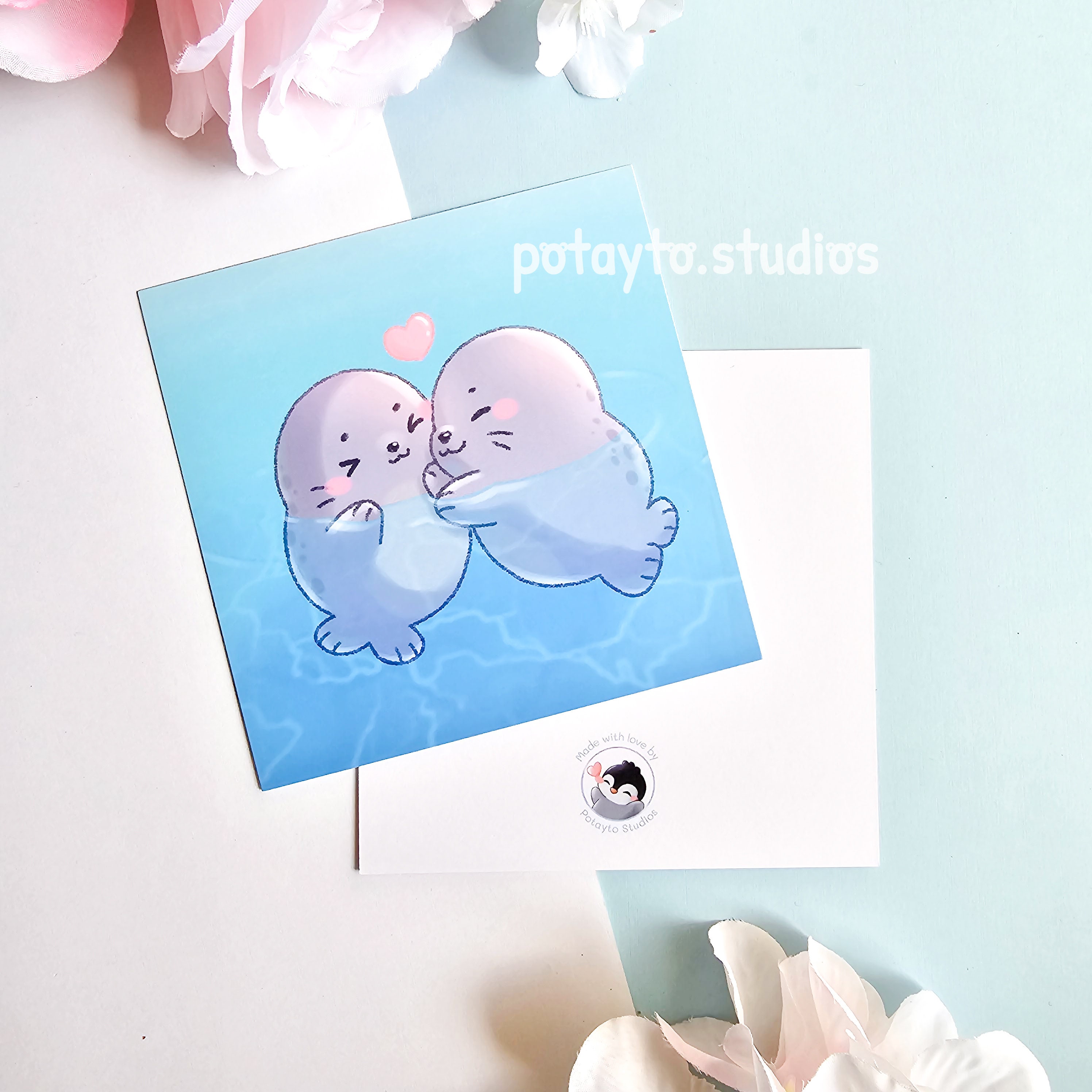Seal Love Hug Print Cute Art Print Kawaii Art Print Cute - Etsy