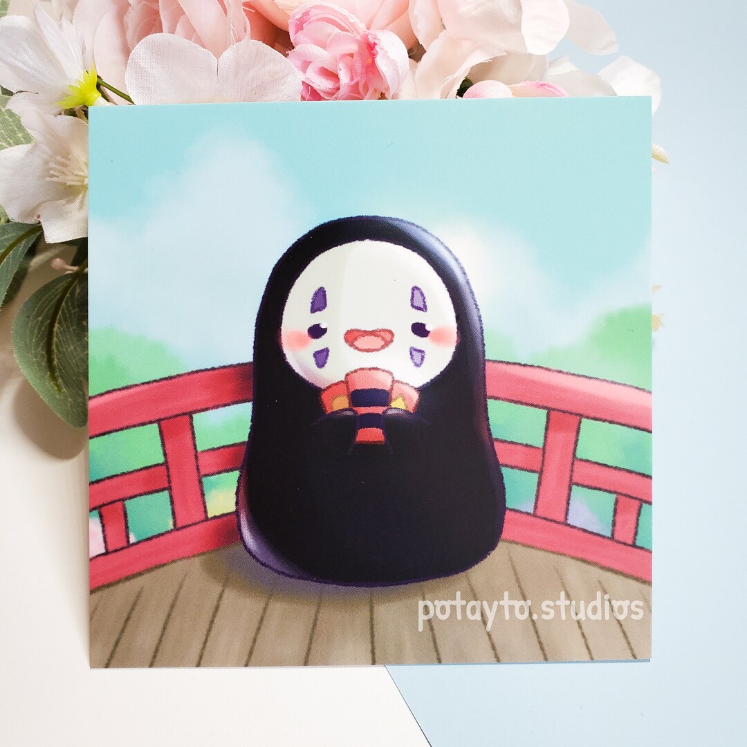 Anime Faceless Spirit Print | Cute Art Print | Kawaii Art Print | Cute ...