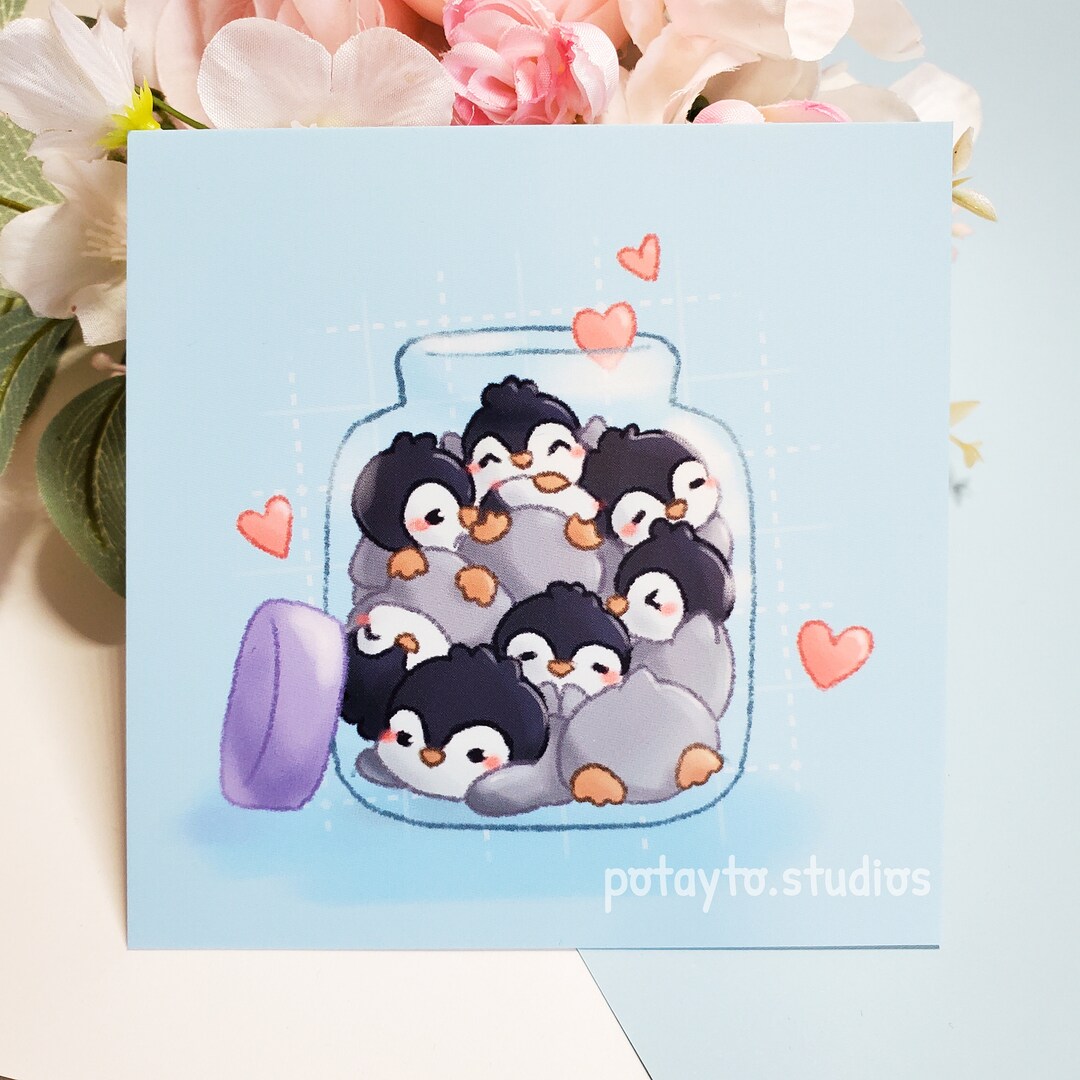 Penguins in a Jar Print | Cute Art Print | Kawaii Art Print | Cute Wall ...