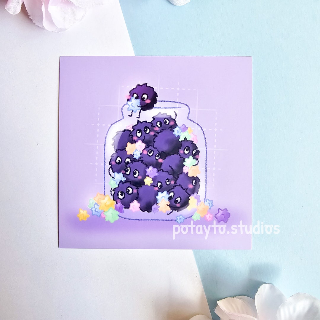 Soot Jar Anime Print Cute Art Print Kawaii Art Print Cute Wall Art Art ...