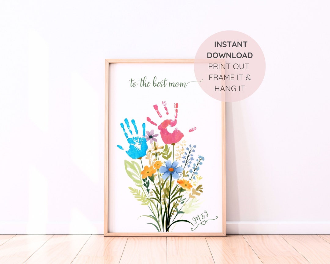 Handprint Gift for Mom Gift From Kids Mamas Gift Birthday Handprint Art ...