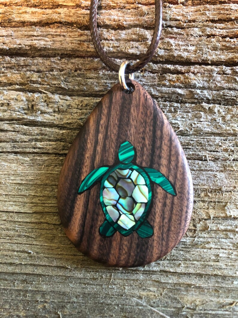 Handmade Inlaid Sea Turtle Pendant - Etsy