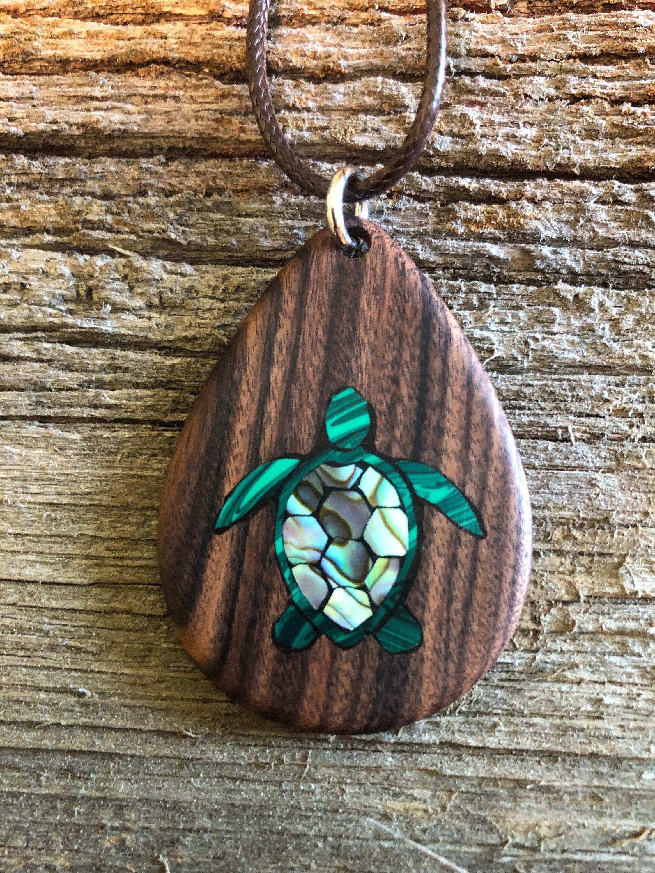Handmade Inlaid Sea Turtle Pendant - Etsy