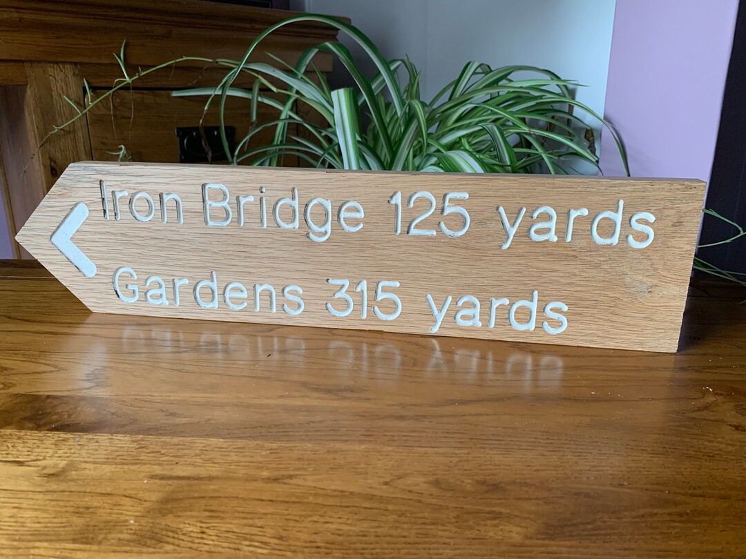 Reclaimed Solid Oak Finger Post Sign iron Bridge/gardens Recovered From ...