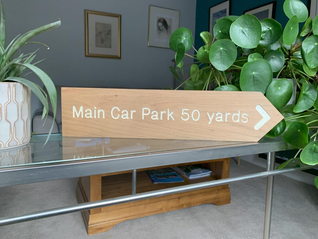 Reclaimed Solid Oak Finger Post Sign main Car Park Recovered From ...