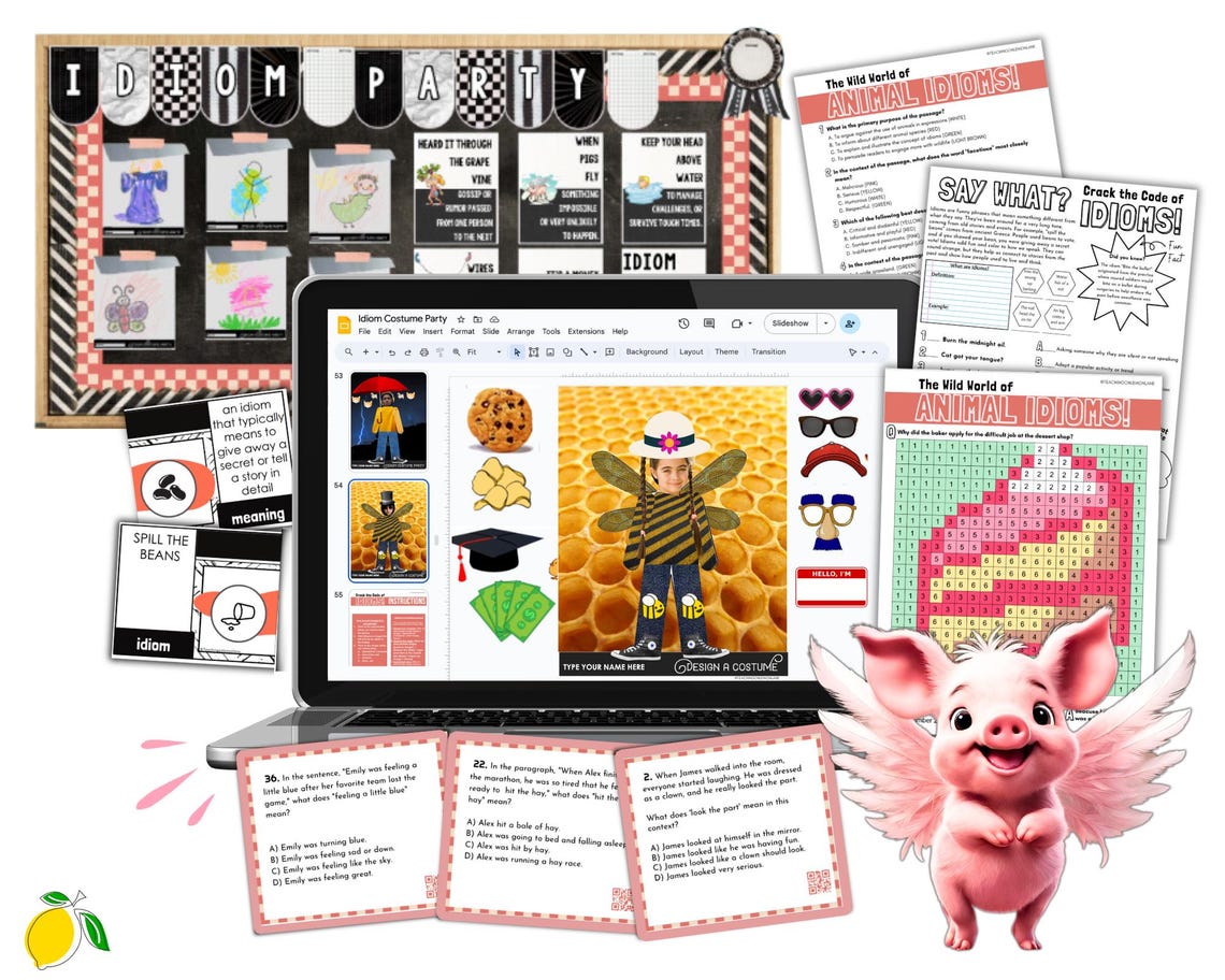 KIDS IDIOMS WORKSHEET Idiom Costume Party Learning Worksheets ...