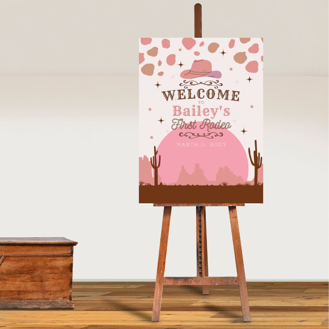 First Rodeo Birthday Welcome Sign Template - Cowgirl Party | Instant ...