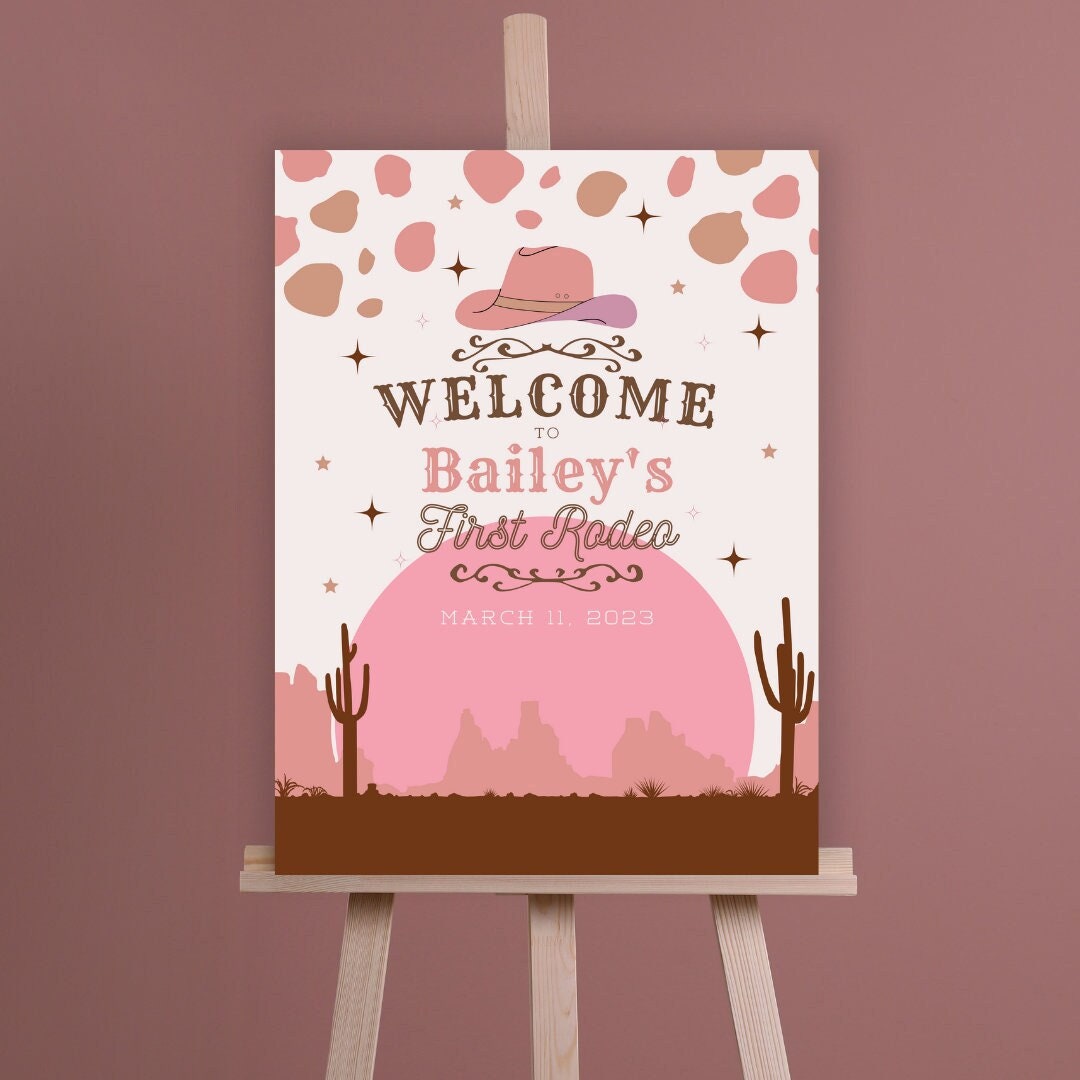 First Rodeo Birthday Welcome Sign Template - Cowgirl Party | Instant ...