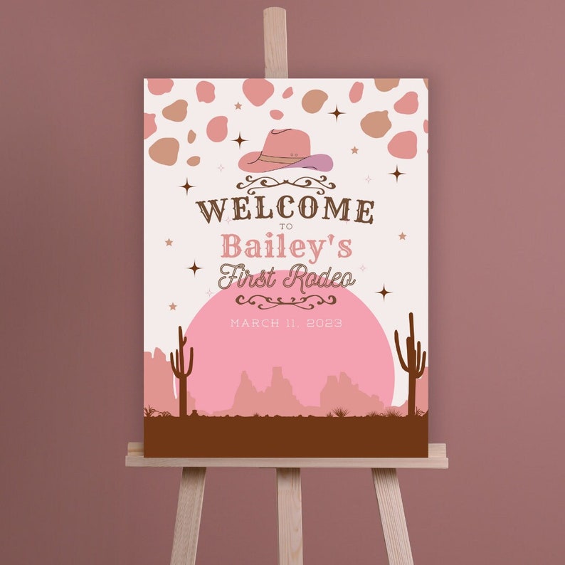 First Rodeo Birthday Welcome Sign Template - Cowgirl Party | Instant ...