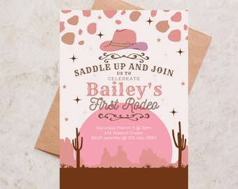 First Rodeo Birthday Invitation Template Wild West Birthday Instant ...