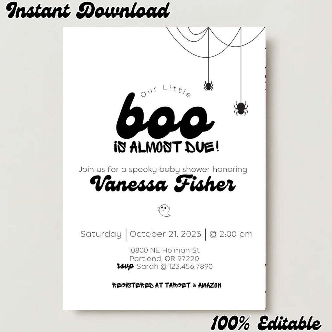 A Little Boo is Almost Due Invitation Halloween Baby Shower Invitation ...