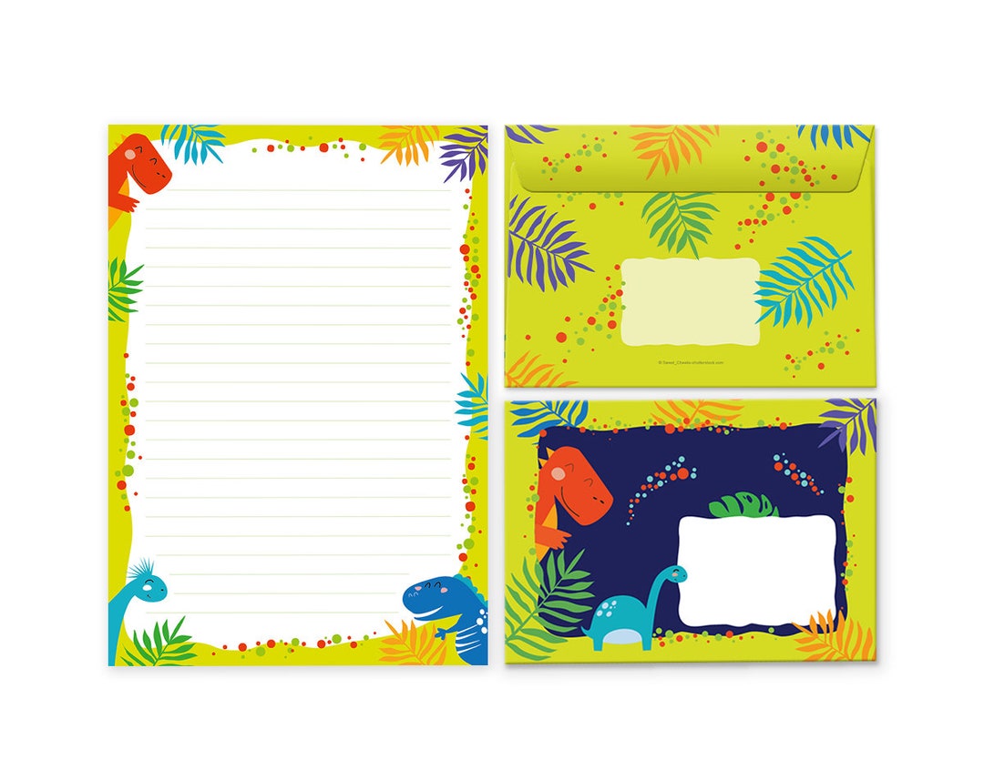 Stationery Set Dino Letter Block Envelopes Blocks for Boys Boys ...