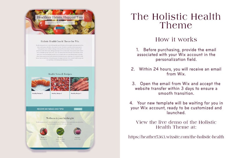 Wellness Coach Website, Wix Template Design for Health Coaches, Foodies ...