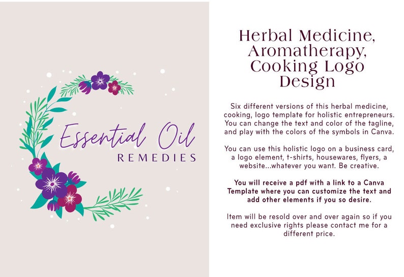 Herbal Aromatherapy Logo Design: DIY Canva Template (PDF) - Etsy