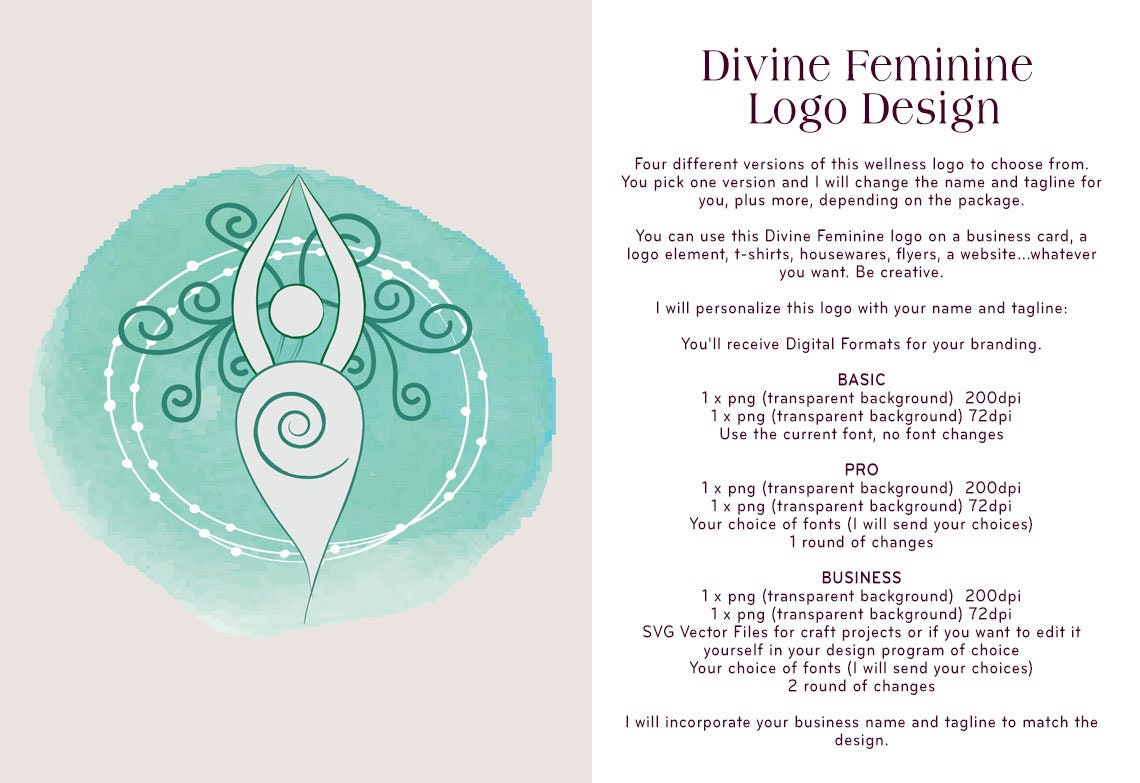 Elegant Pre-made Logo Symbol - Embrace Your Divine Feminine Energy - Etsy