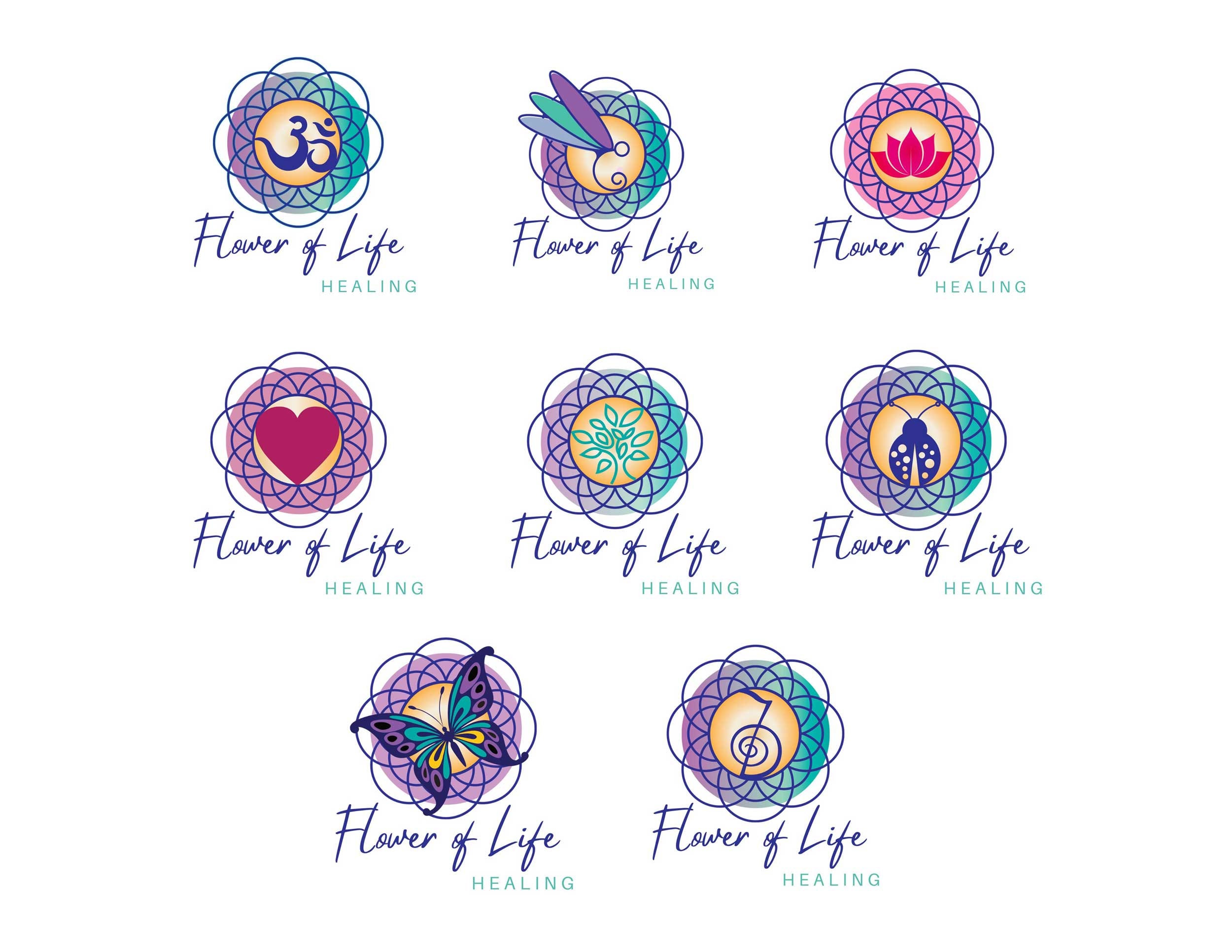 Flower of Life Logo Holistic Canva Logo Template, Branding, DIY Logo ...