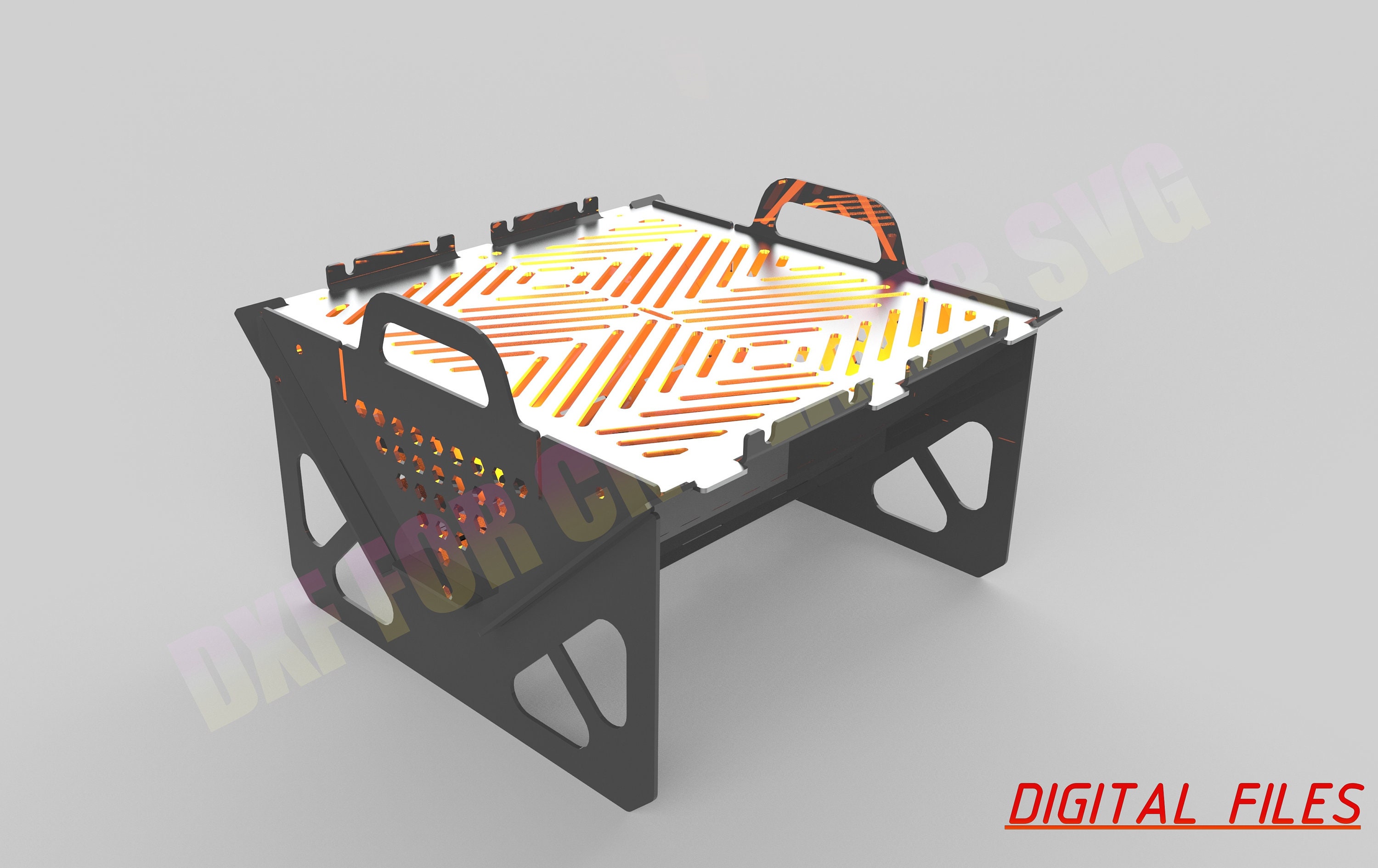 Detachable Brazier Dxf / BBQ Grill Dxf / Folding Barbecue / Square ...