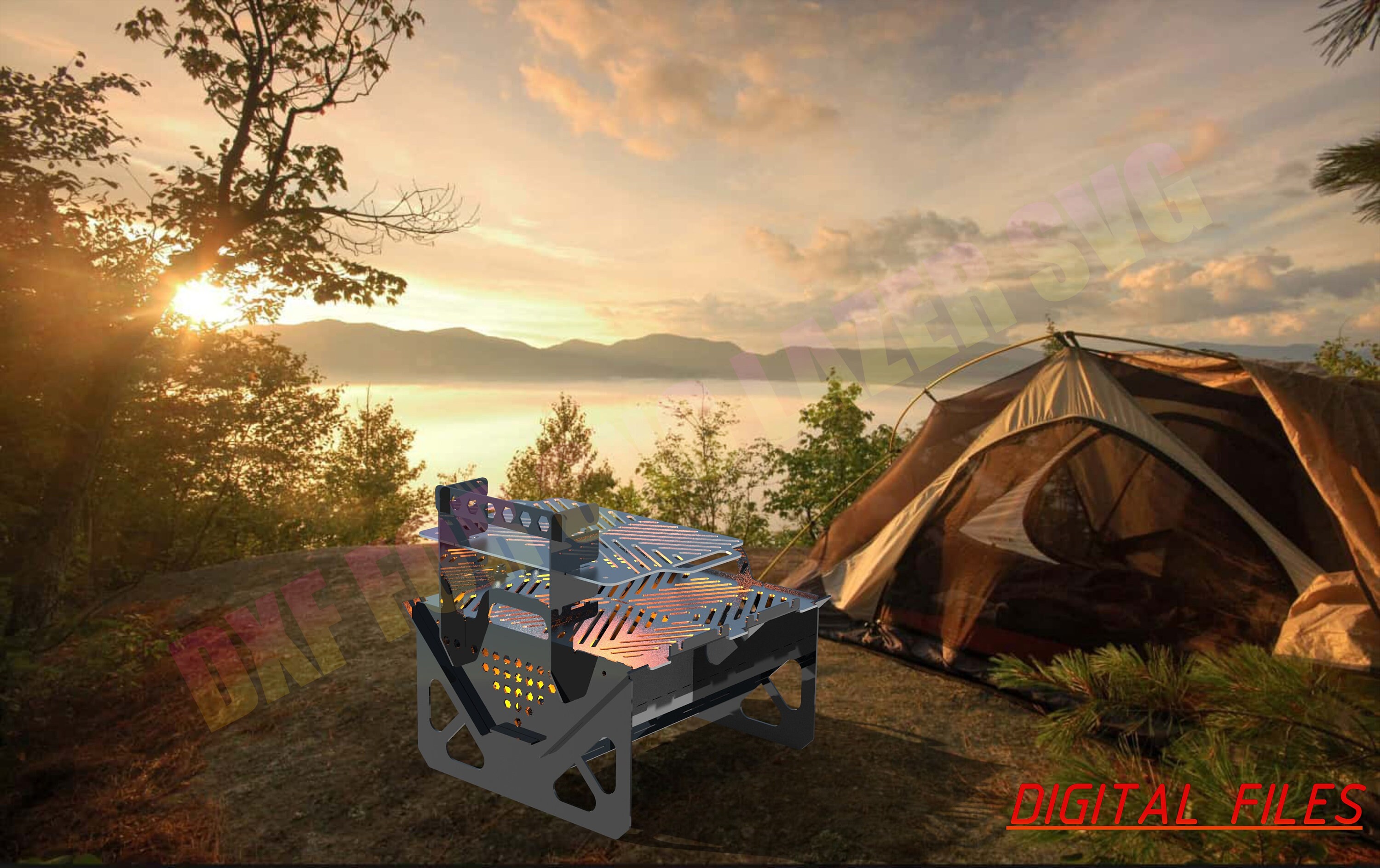 Detachable Brazier Dxf / BBQ Grill Dxf / Folding Barbecue / Square ...