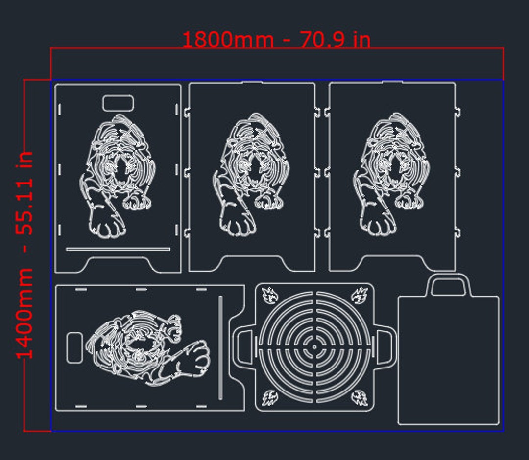 Tiger Square Firebox Dxf / Detachable and Easy to Carry / Folding Fire ...