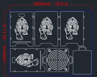 Rose Pattern Square Firebox Dxf / Detachable and Easy to Carry ...