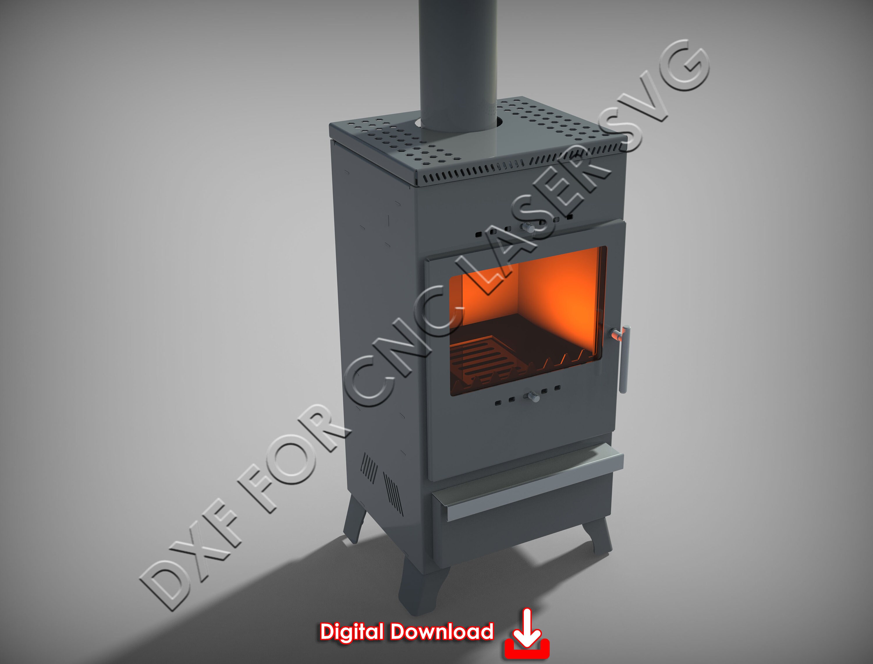 Fireplace Stove | Stove Laser Cut File | Fireplace Dxf File | Stufa a Camino | Chalet Stove ...
