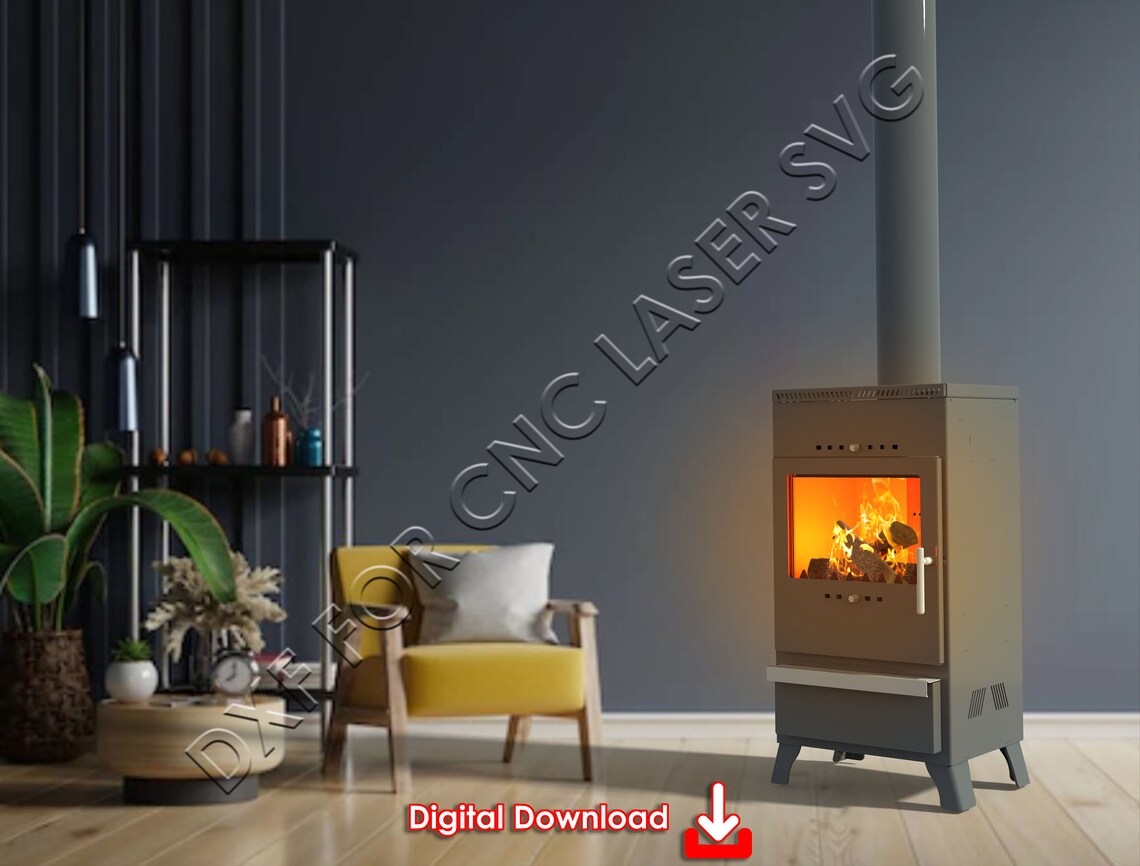 Fireplace Stove | Stove Laser Cut File | Fireplace Dxf File | Stufa a ...