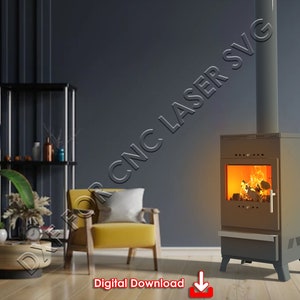 Fireplace Stove | Stove Laser Cut File | Fireplace Dxf File | Stufa a ...