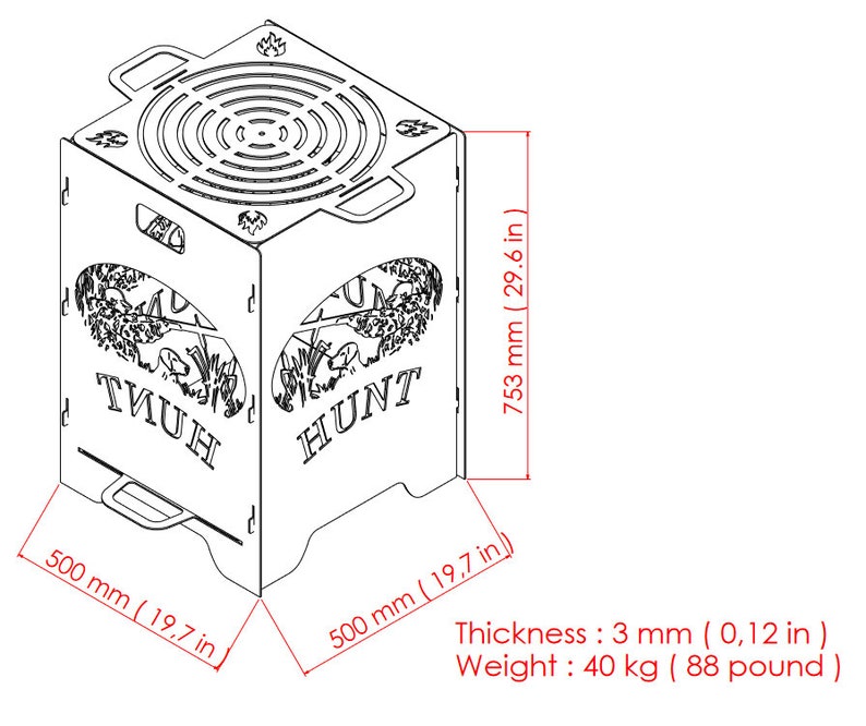 Hunter Firebox File Dxf / Detachable and Easy to Carry / Folding Fire ...