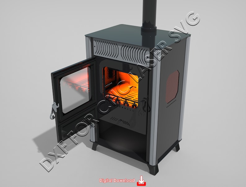 Fireplace Wood Stove | Stove Dxf File | Fireplace Dxf File | Fireplace ...