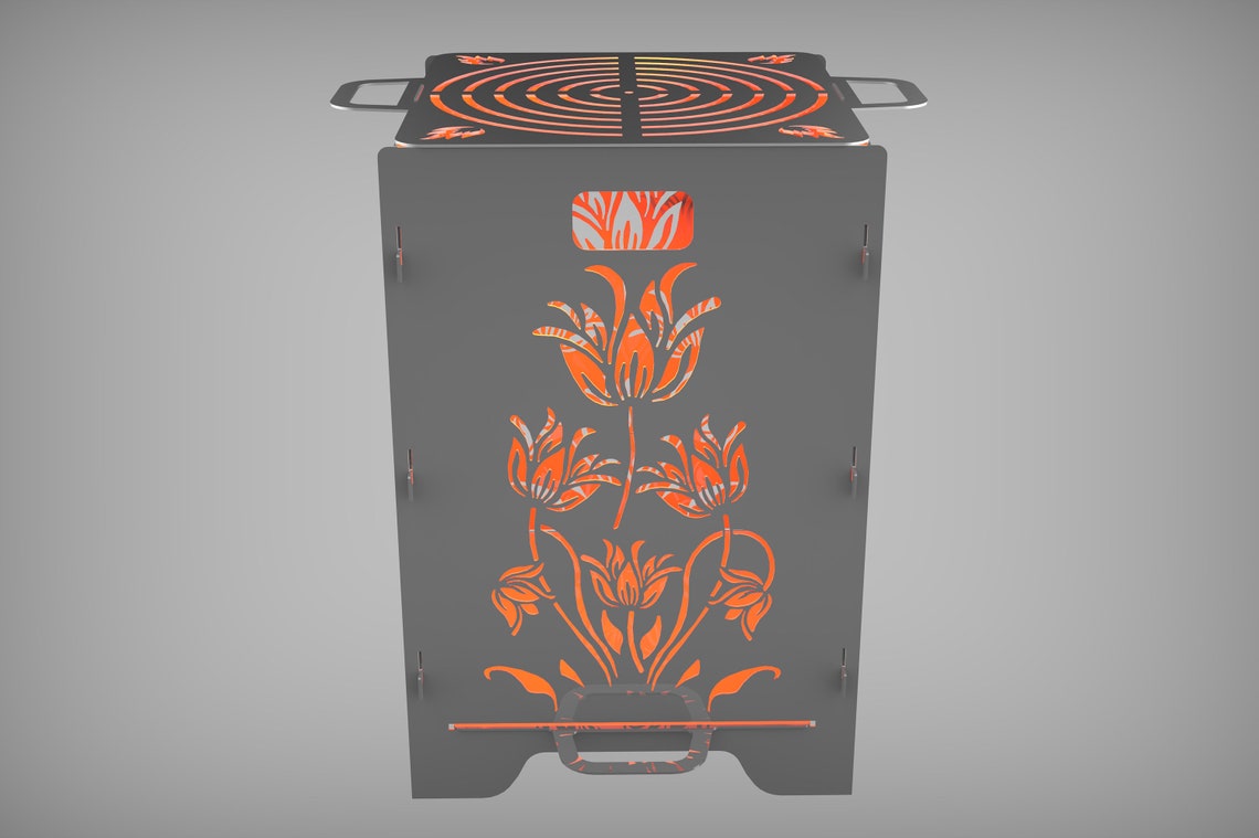 Rose Pattern Square Firebox Dxf / Detachable and Easy to Carry - Etsy