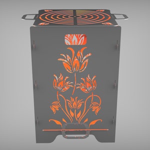 Rose Pattern Square Firebox Dxf / Detachable and Easy to Carry - Etsy