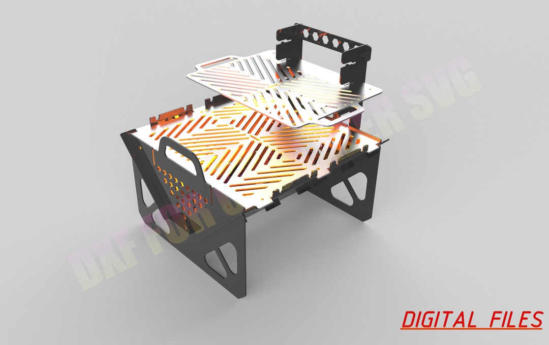Detachable Brazier Dxf / BBQ Grill Dxf / Folding Barbecue / Square ...