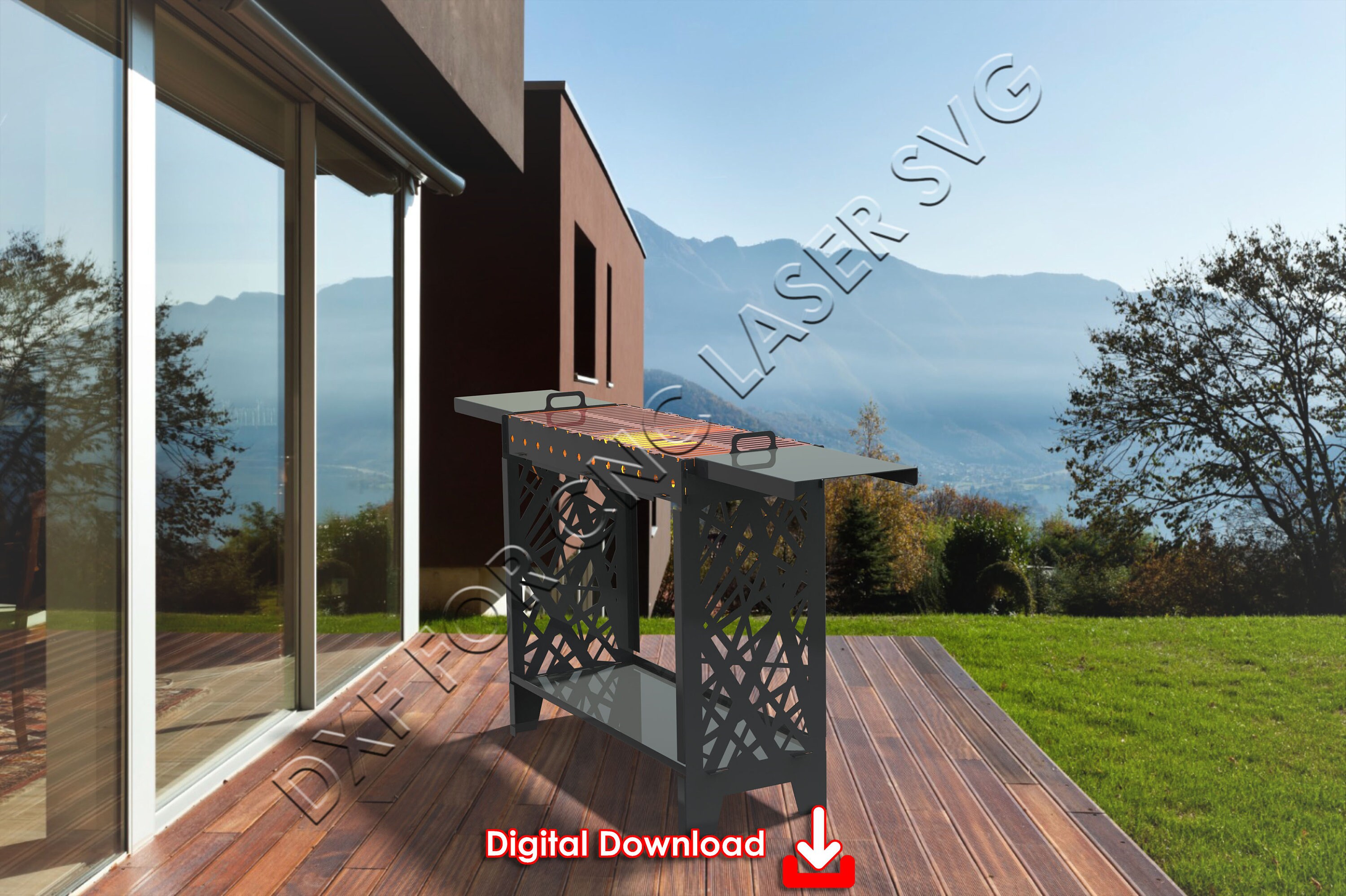 Footed BBQ Grill Fire Pit Dxf File Campfire Pit Outdoor Fire Place ...