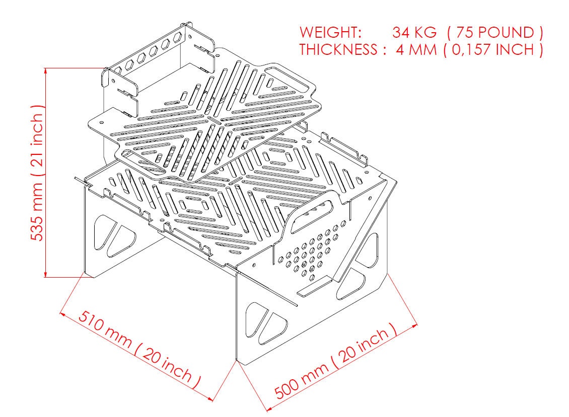 Detachable Brazier Dxf / BBQ Grill Dxf / Folding Barbecue / Square ...