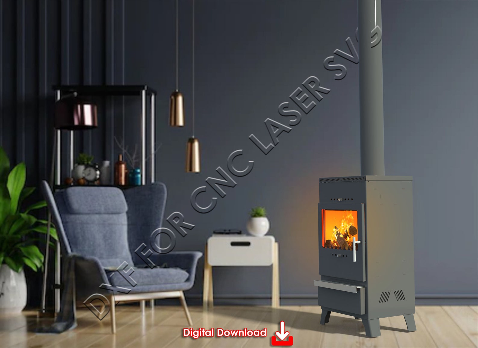 Fireplace Stove | Stove Laser Cut File | Fireplace Dxf File | Stufa a ...