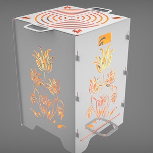 Rose Pattern Square Firebox Dxf / Detachable and Easy to Carry - Etsy