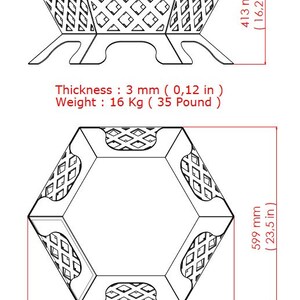 Welded Hexagonal Metal Firebox, Laser Cut File, Plasma Cut Dxf, Digital ...