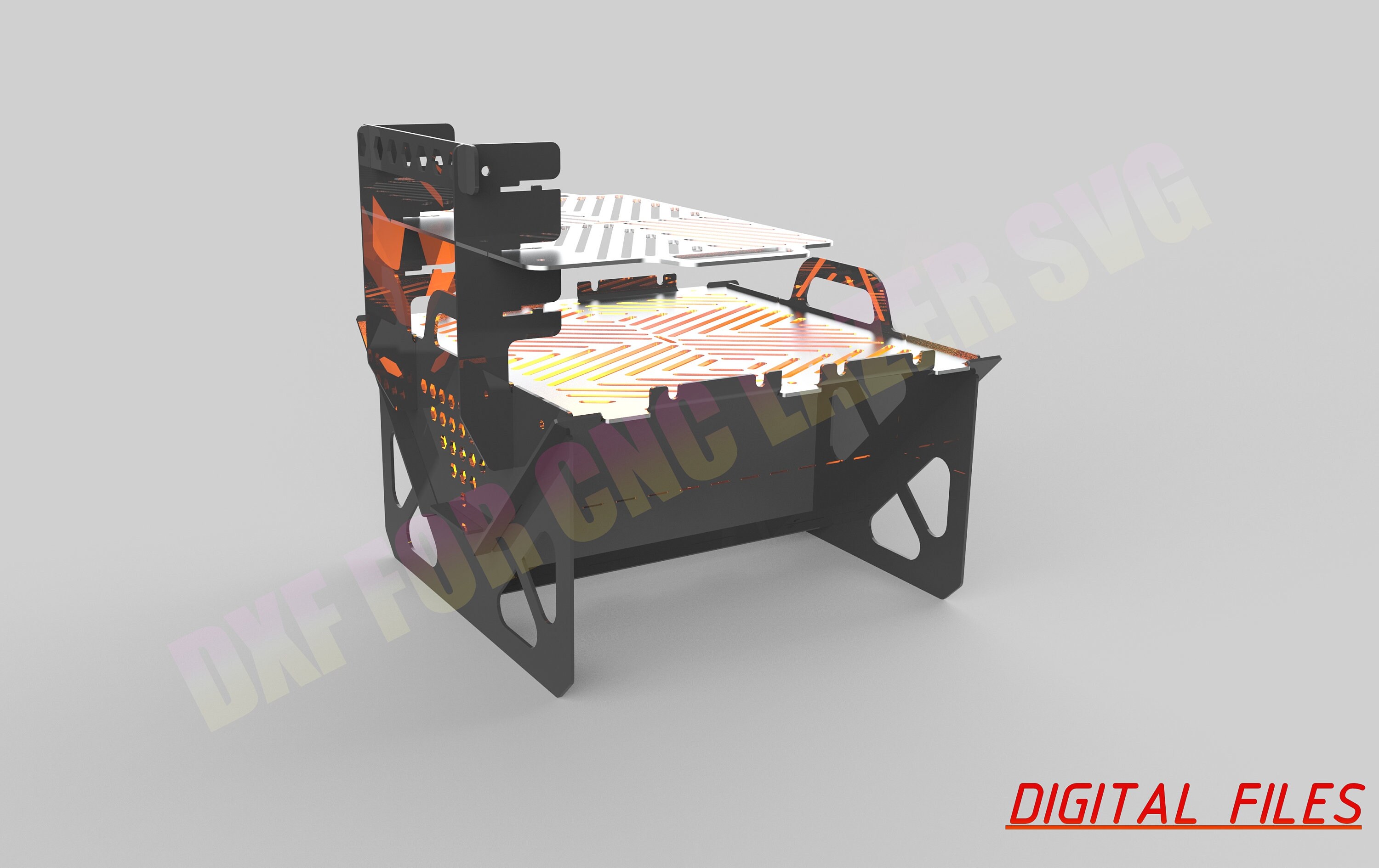 Detachable Brazier Dxf / BBQ Grill Dxf / Folding Barbecue / Square ...