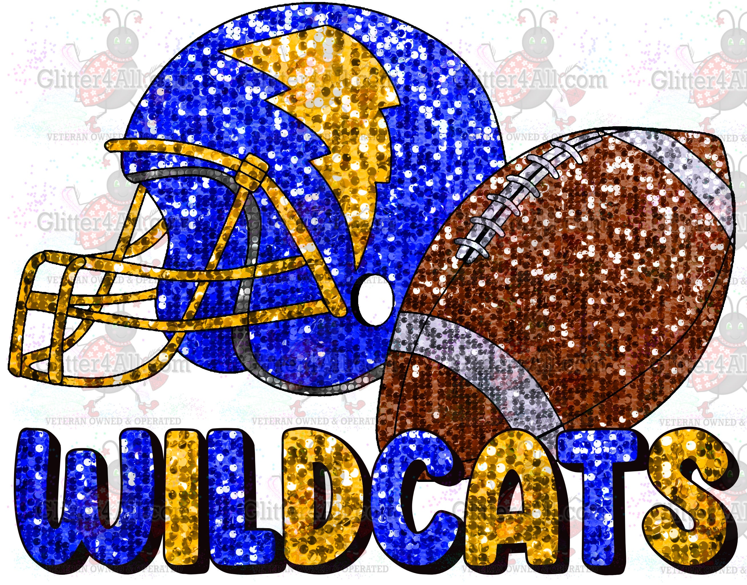 Sequin Wildcats Blue Gold Football - Etsy
