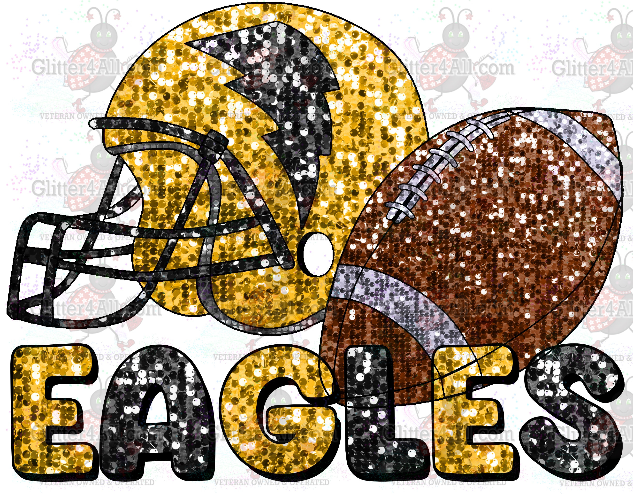 Sequin Eagles Black Gold Football - Etsy