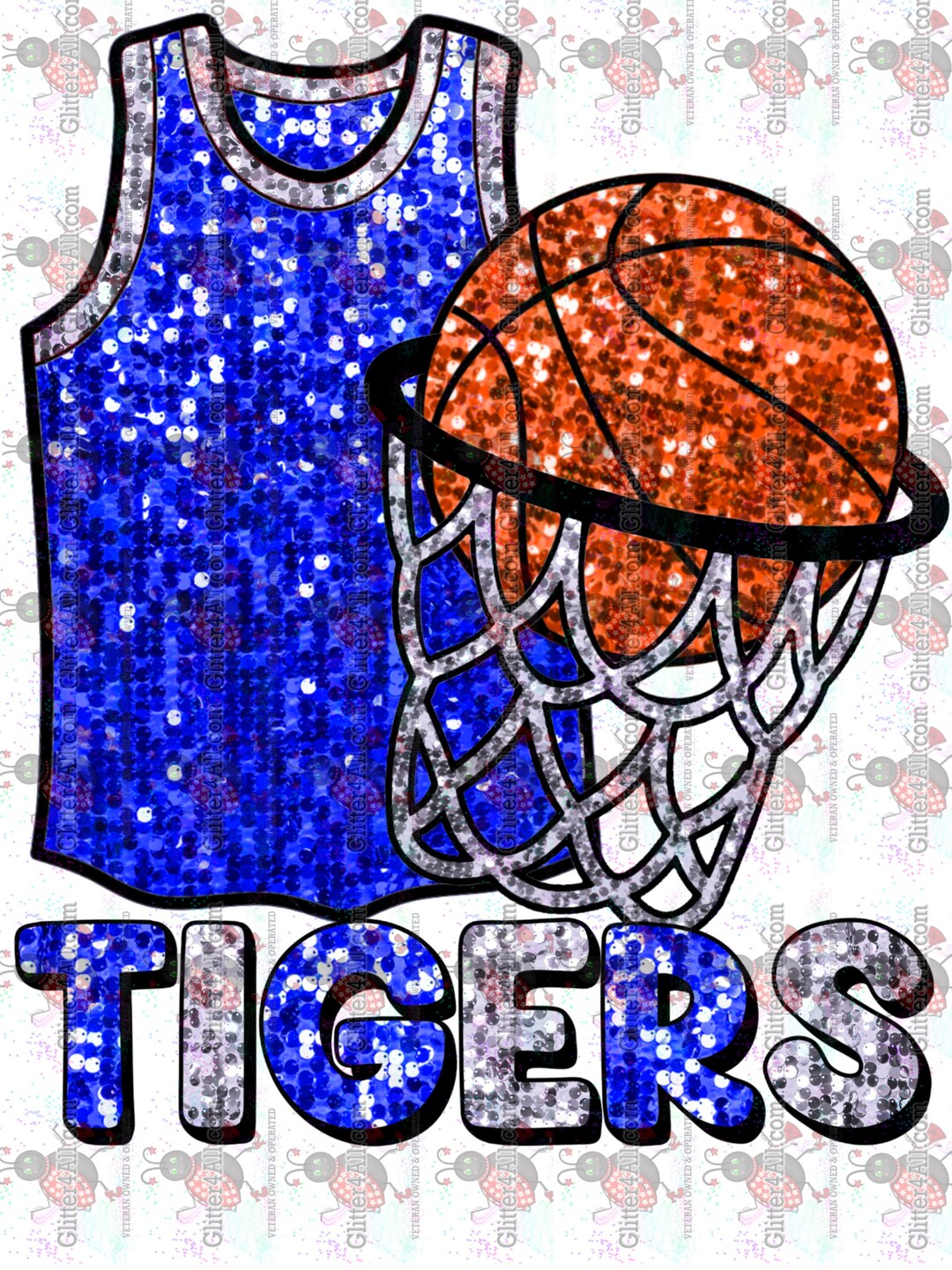 Faux Sequin Tigers Blue Silver Basketball Goal With Jersey - Etsy