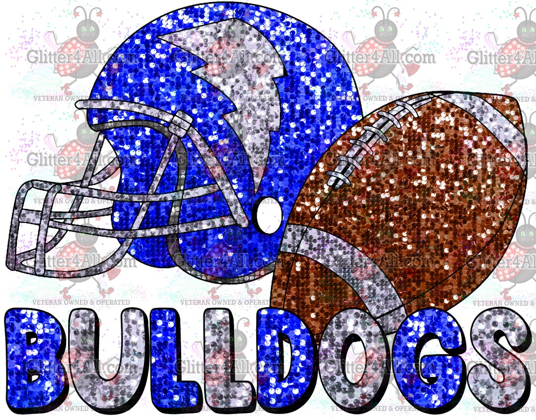 Sequin Bulldogs Blue Silver Football - Etsy