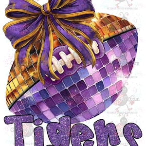 Tigers Disco Ball Football With Bow Purple Gold - Etsy