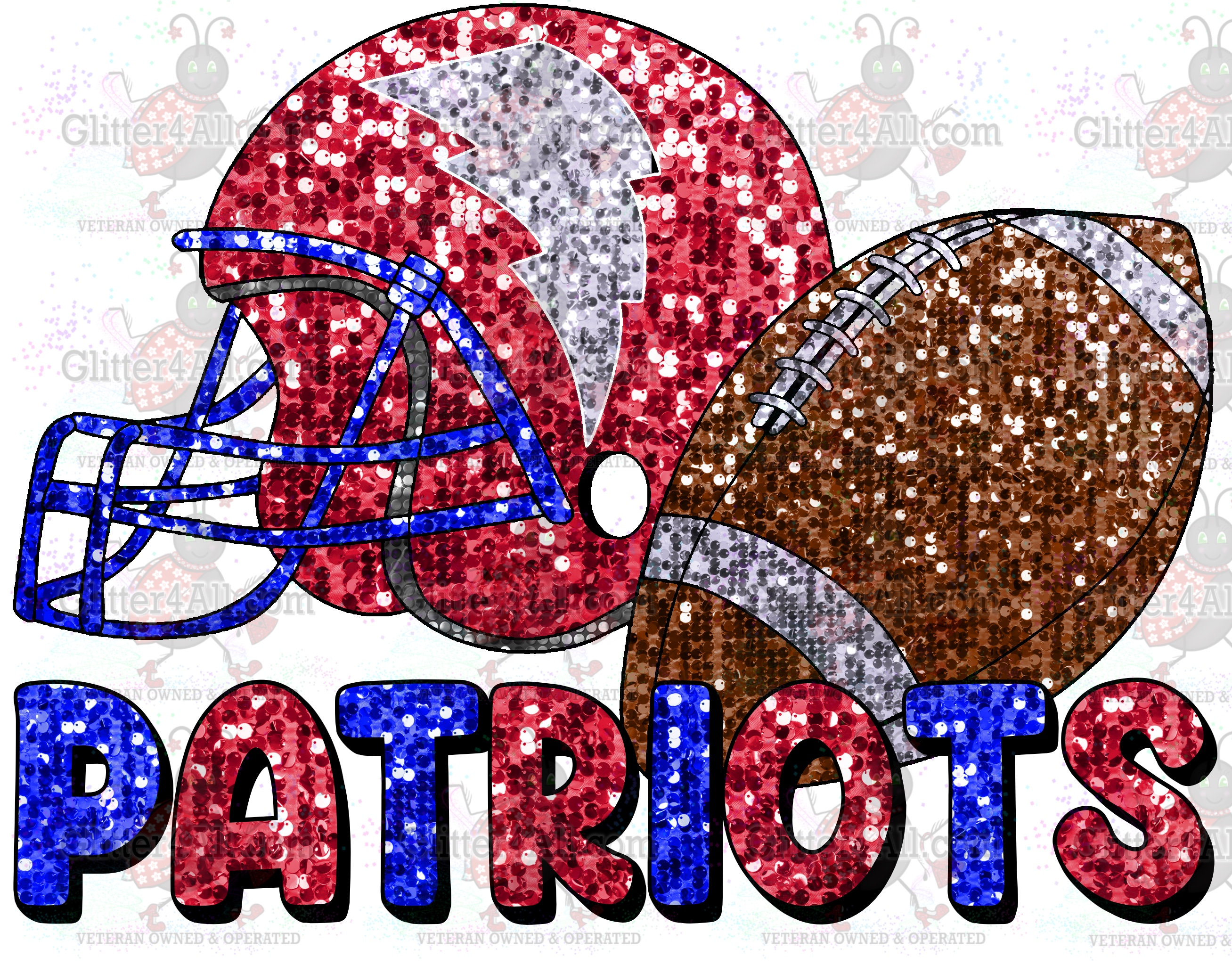 Sequin Patriots Red White Blue Football - Etsy